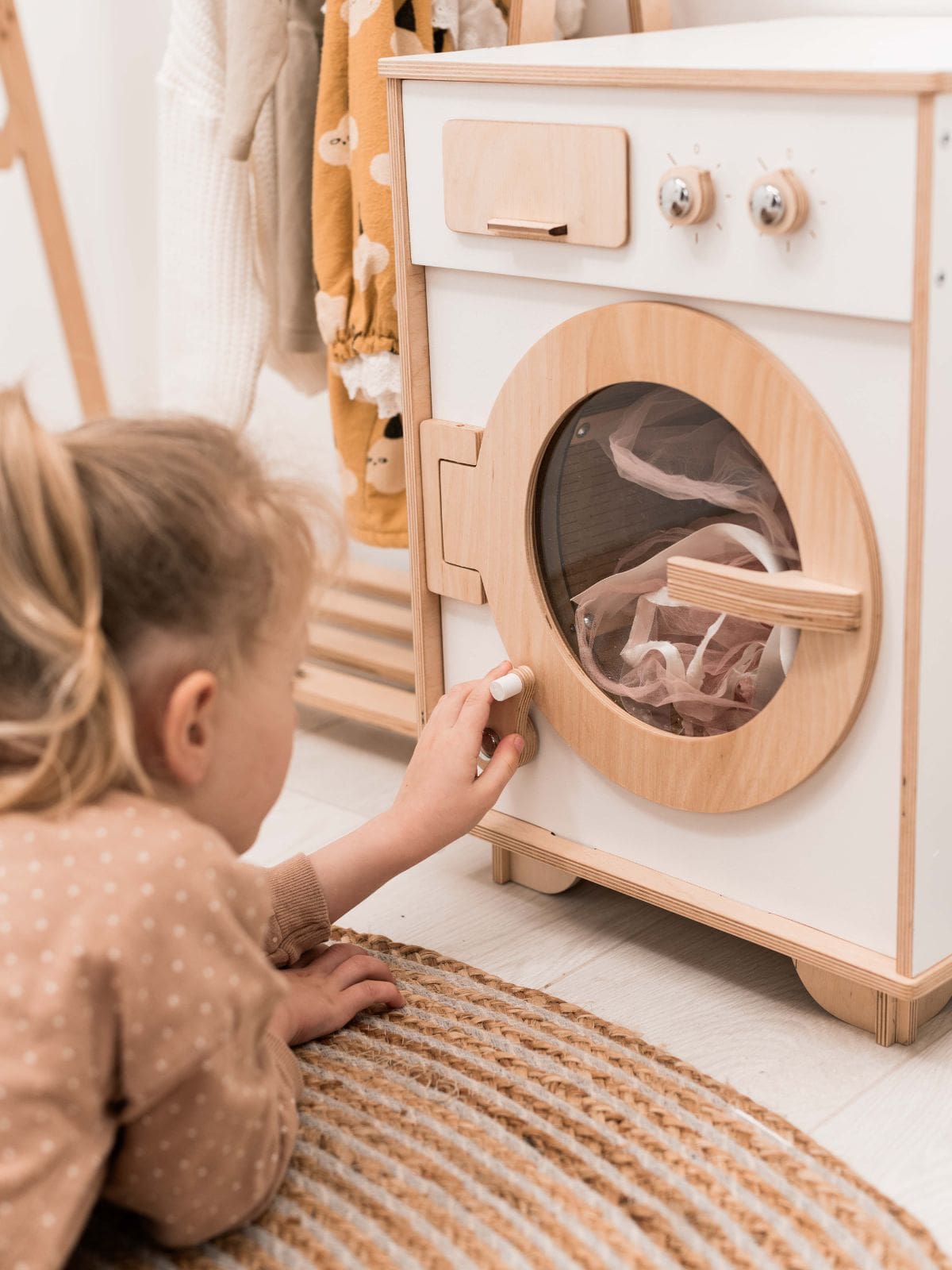 Natural Wooden Toy Washing Machine • Child Universe