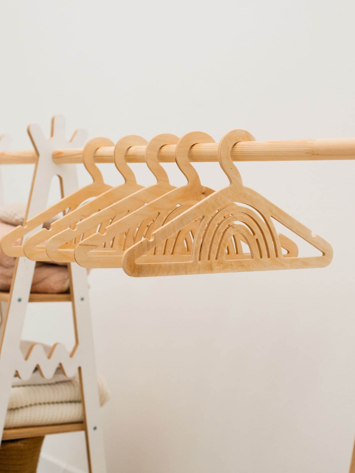 Pack of 5 Wooden Baby Hangers In Stock at ChildUniverse