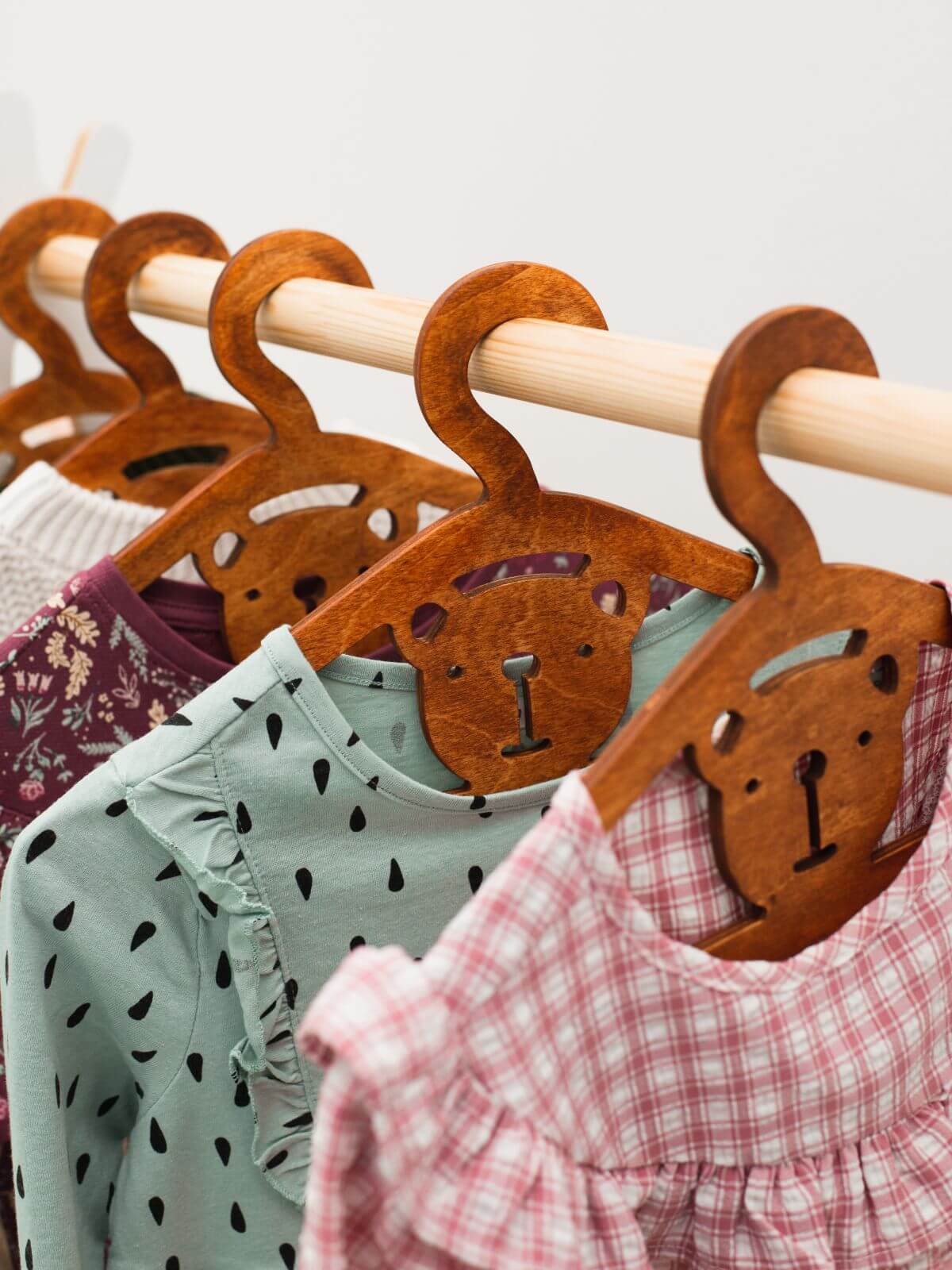 Pack of 5 Wooden Baby Hangers In Stock at ChildUniverse