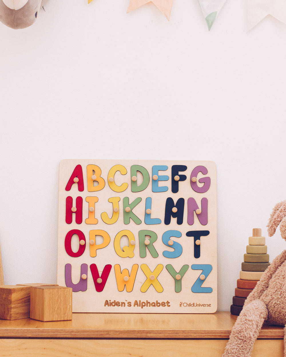 Wall Letters Wood Alphabet Puzzle Kids Learning Stencils Alpha Numeric