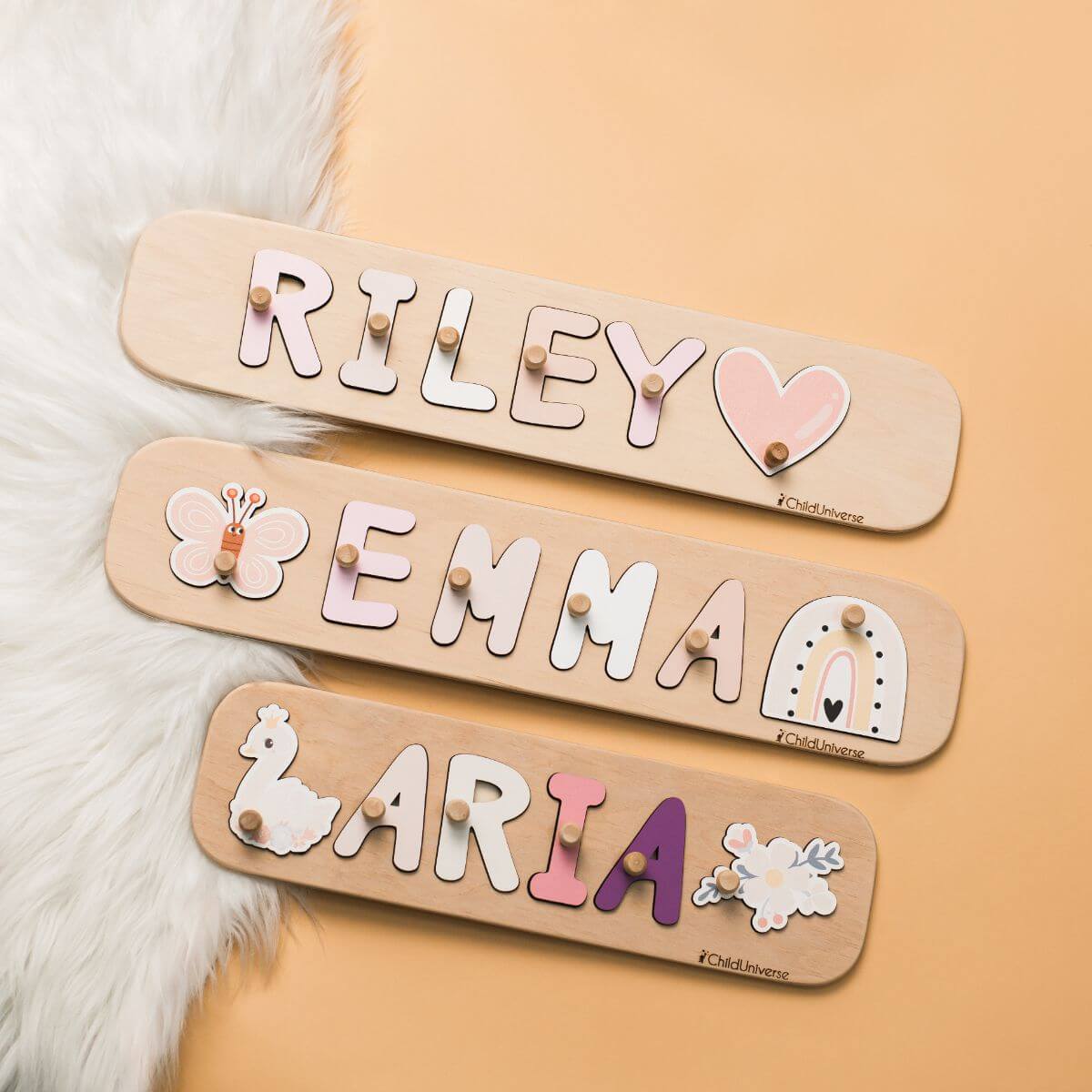 Personalized Wooden Name Puzzle with Pegs ChildUniverse