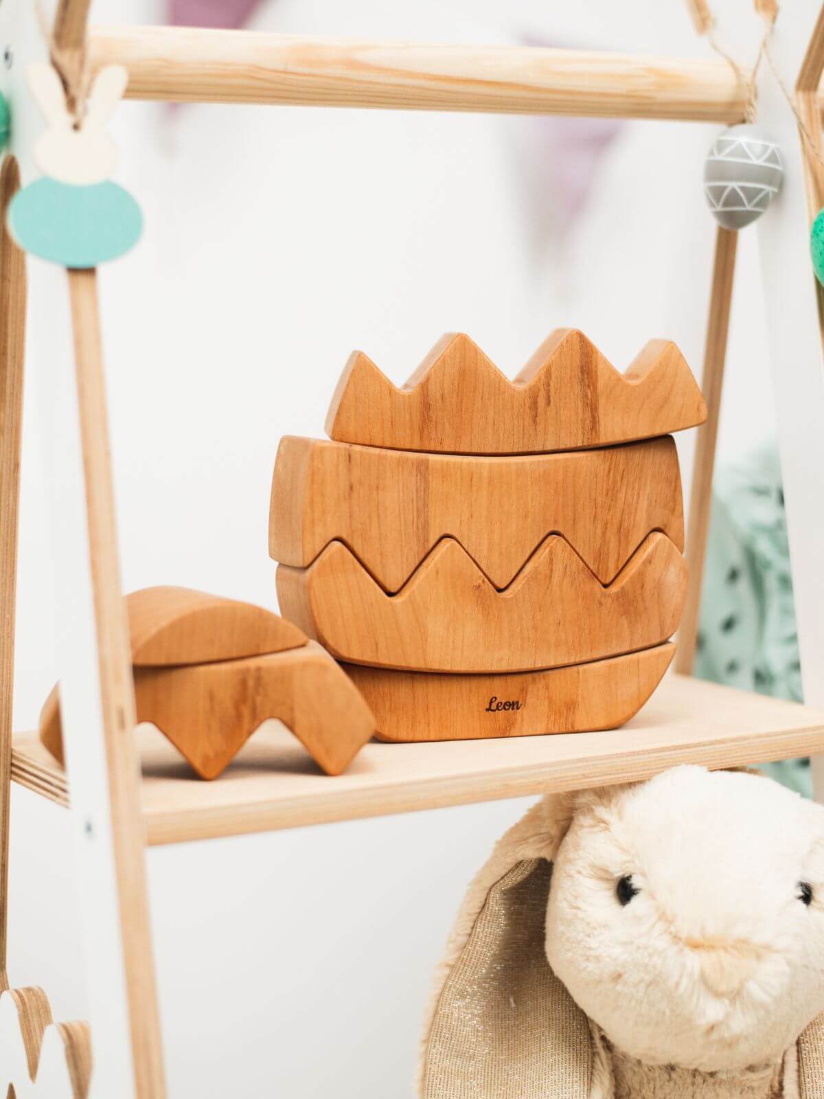 Wooden Bunny Stacker Easter 2024 with ChildUniverse