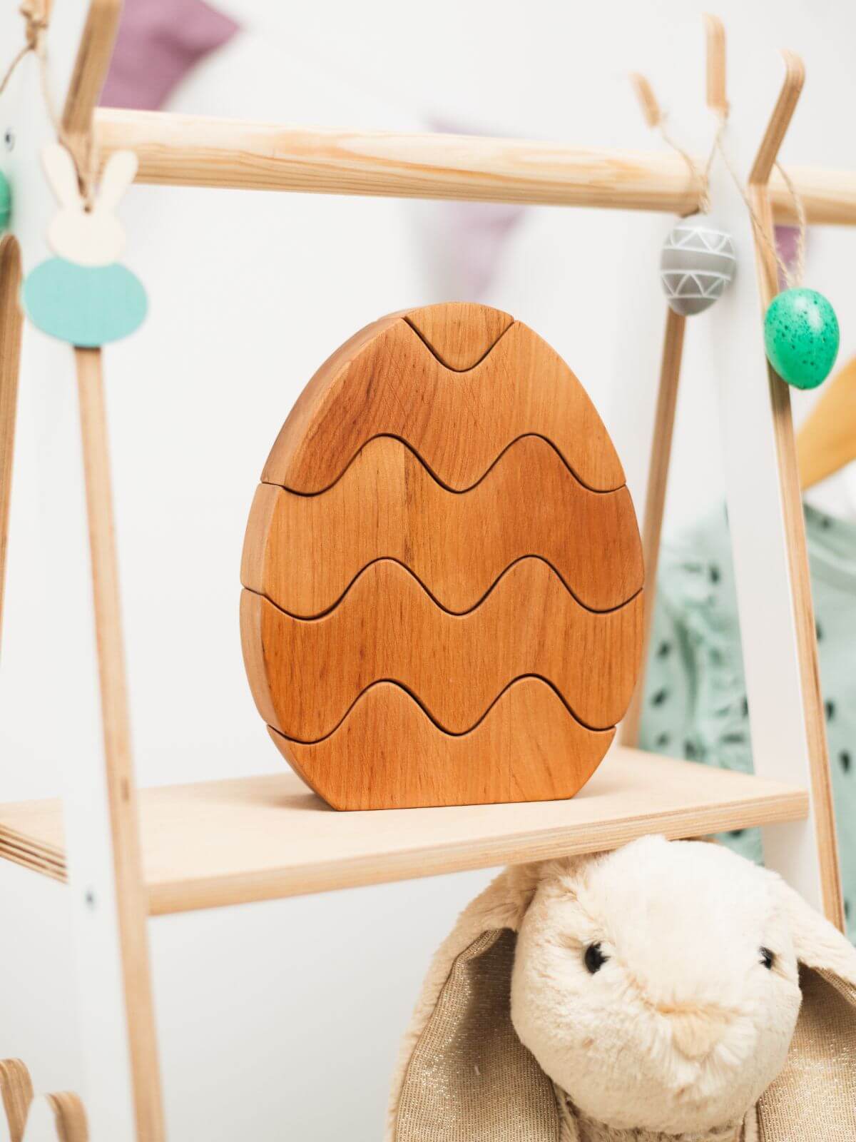 Wooden Bunny Stacker Easter 2024 with ChildUniverse
