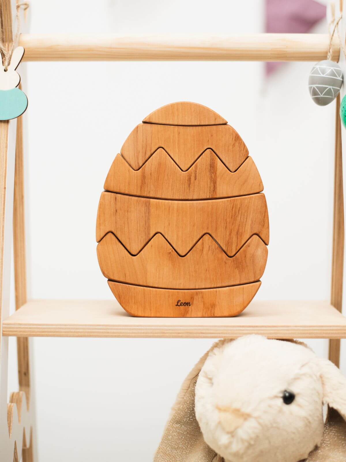 Wooden Bunny Stacker Easter 2024 with ChildUniverse