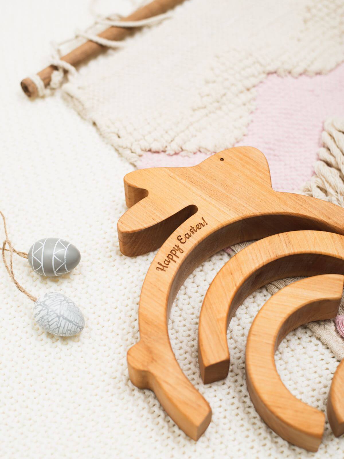 Wooden Bunny Stacker Easter 2024 with ChildUniverse