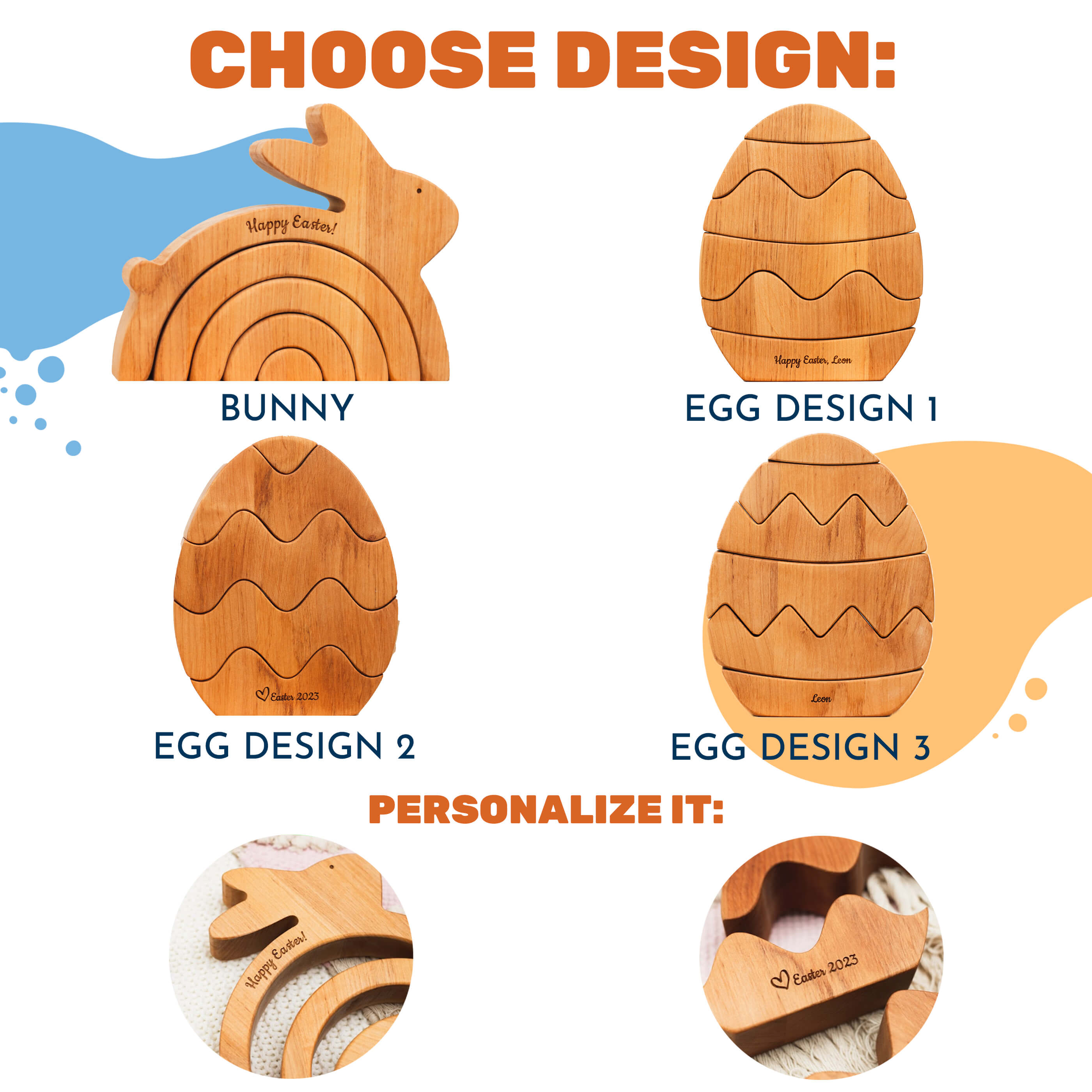 Wooden Bunny Stacker Easter 2024 with ChildUniverse